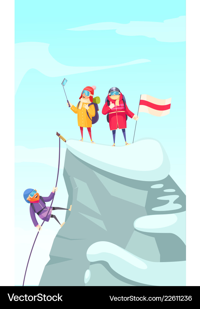 Mountaineering peak cartoon Royalty Free Vector Image