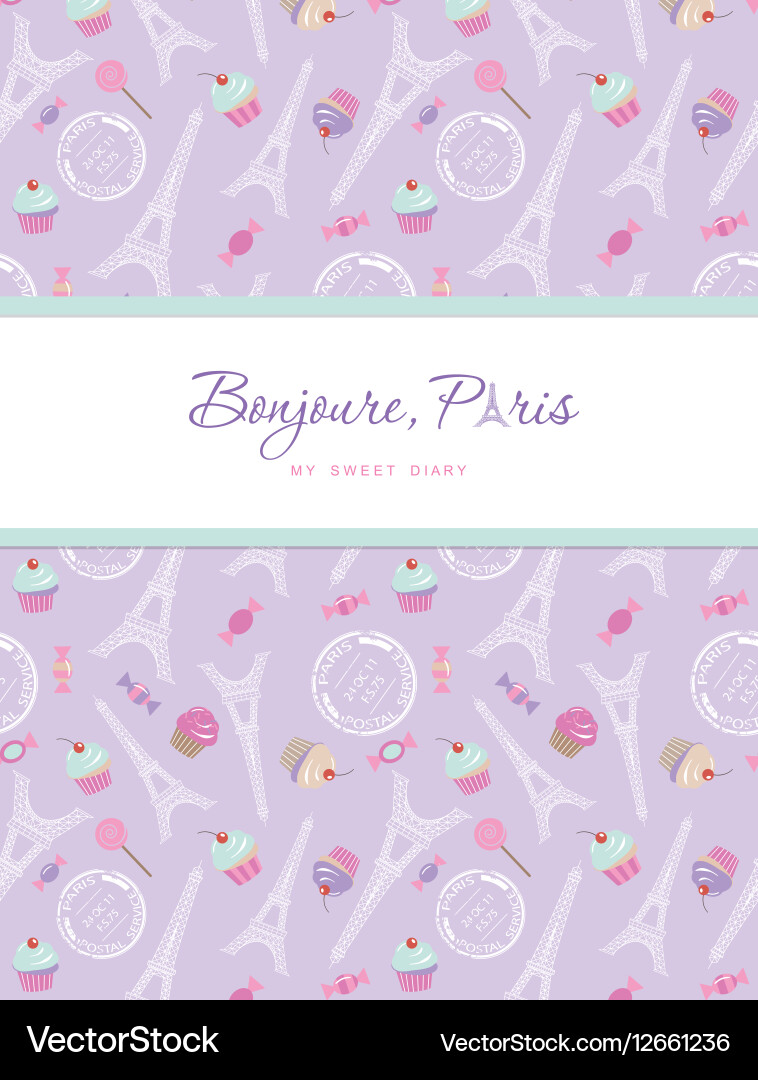Notebook cover design on the theme of paris Vector Image