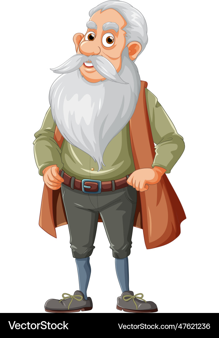Old man cartoon character with long beard Vector Image