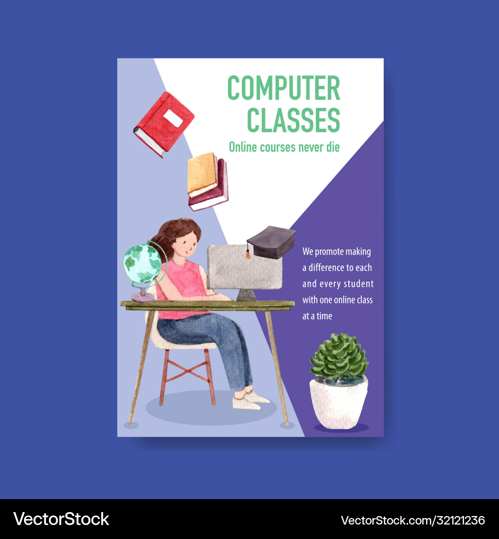 Online education poster concept design Royalty Free Vector