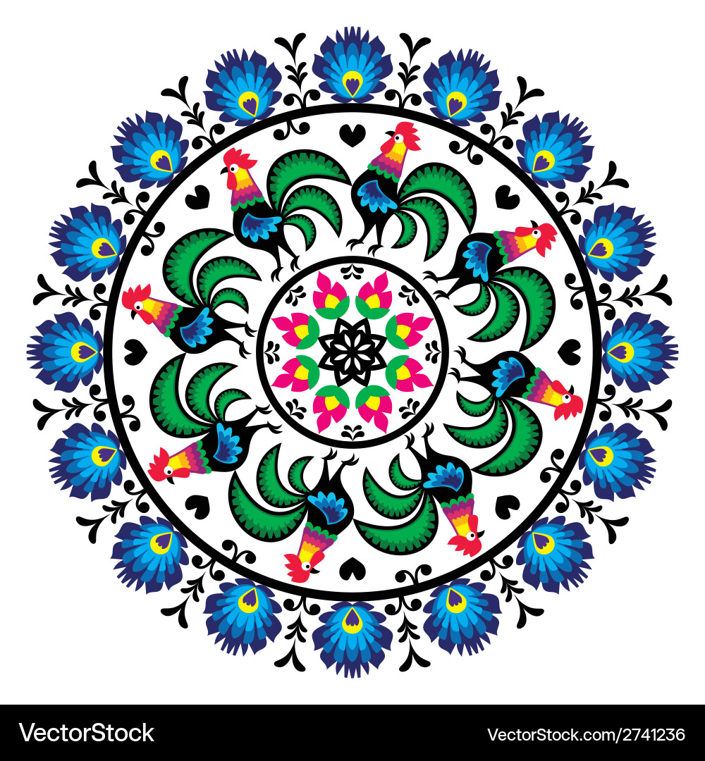 Polish traditional folk art pattern in circle w Vector Image