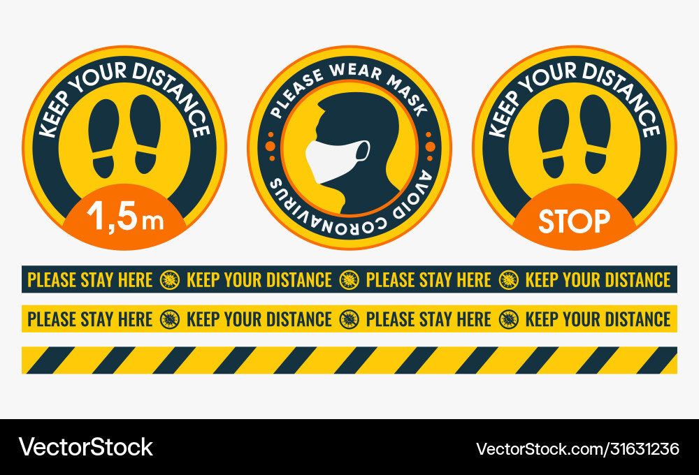 Social Distancing Floor Stickers Royalty Free Vector Image