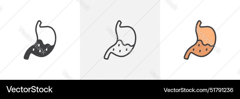 Stomach line icon set Royalty Free Vector Image