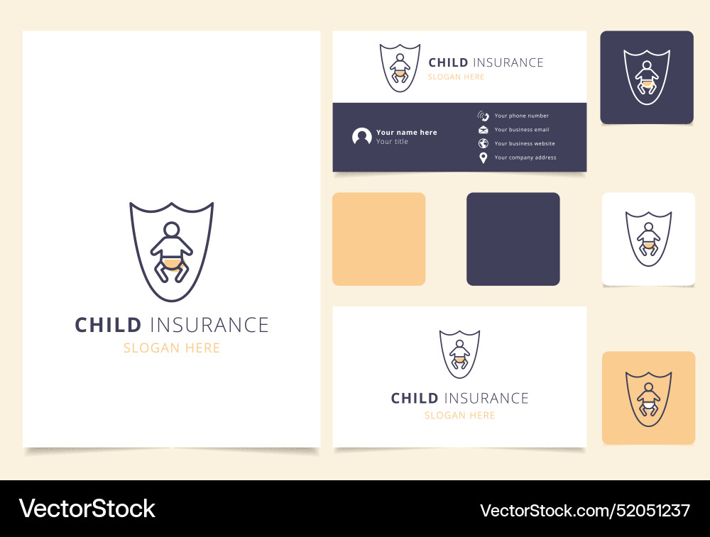 Child insurance logo concept featuring baby Vector Image