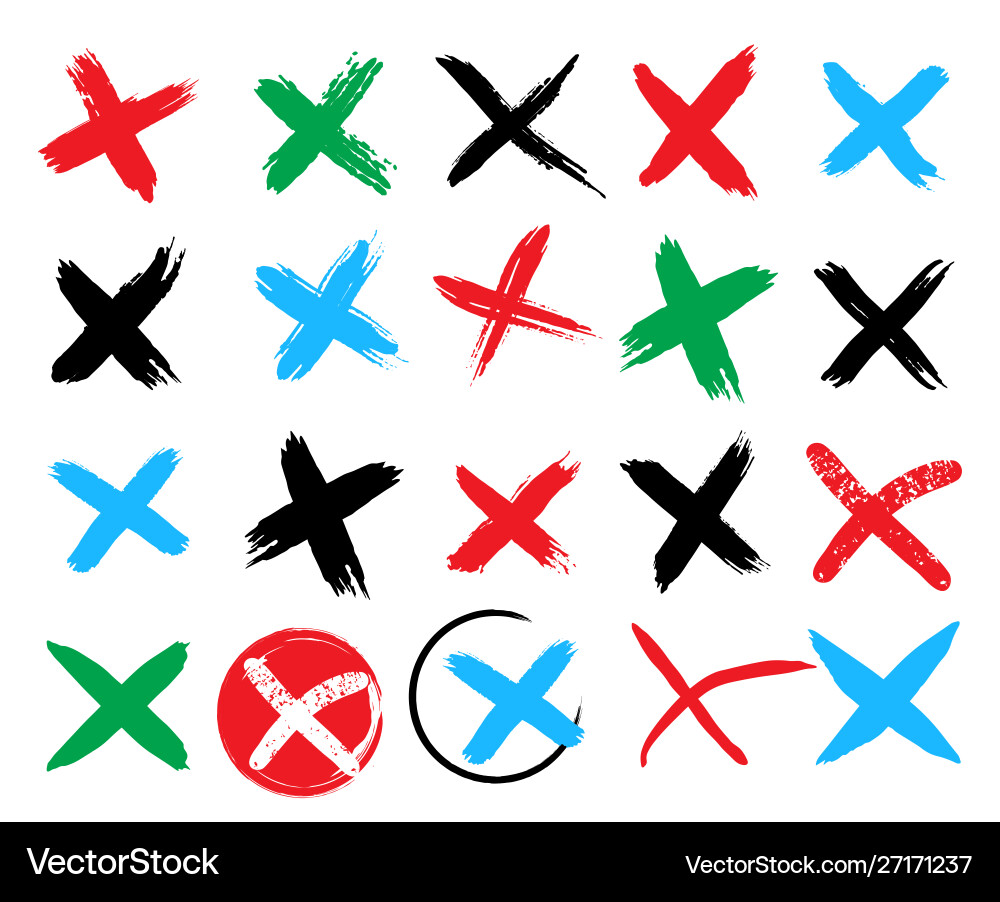 Cross sign green check mark and red x badges Vector Image