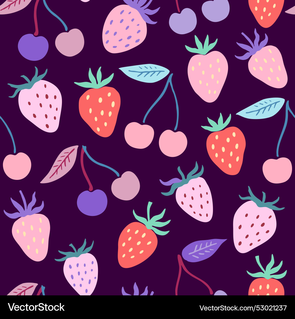 Cute seamless pattern with simple strawberry Vector Image