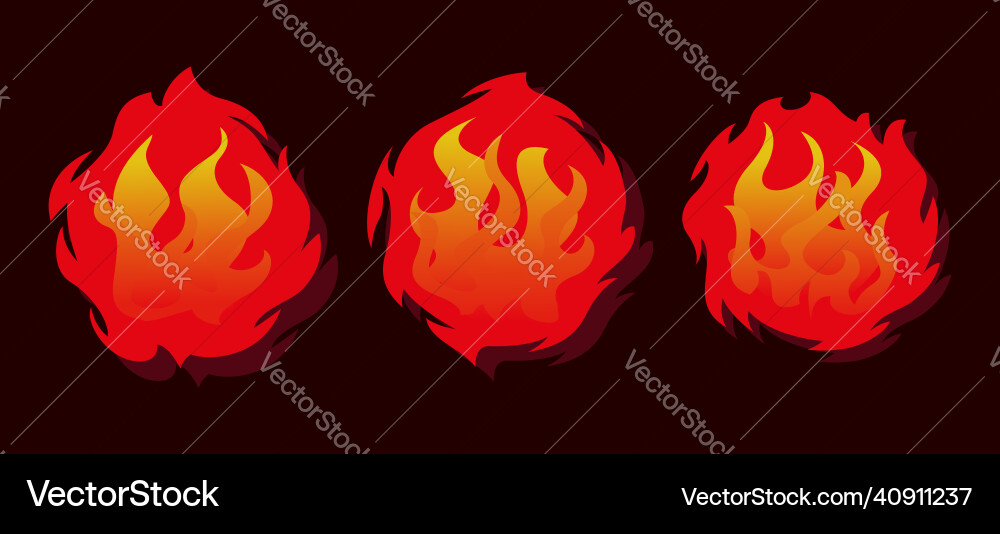 Feuerball-Symbol-Set Lizenzfreies Vektorbild