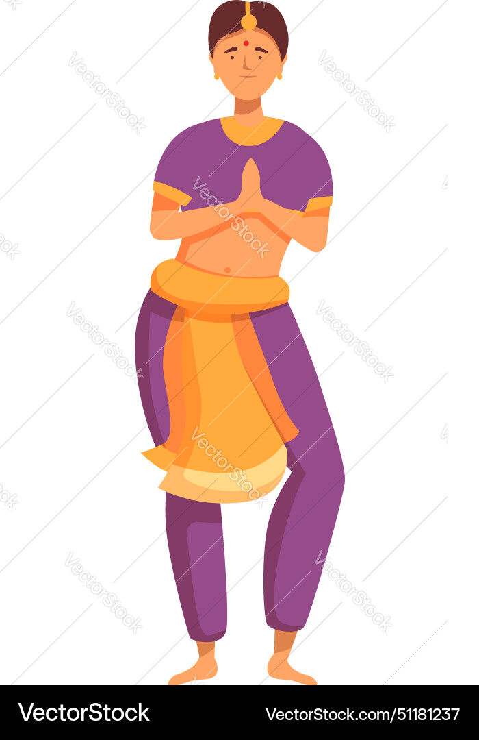 Handle indian pose lady icon cartoon asia Vector Image