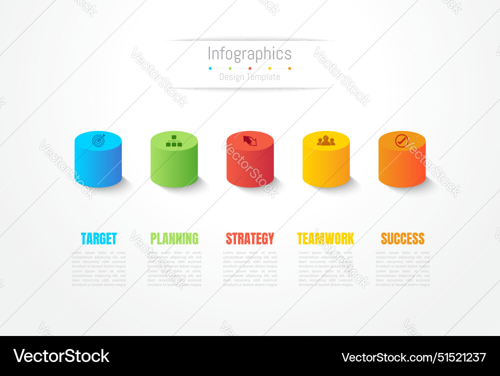 Infographic 5 options design elements Royalty Free Vector