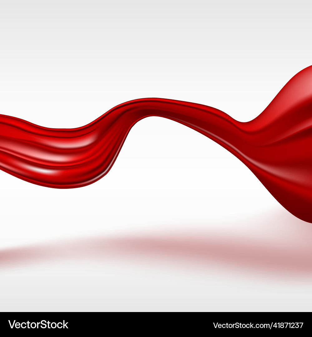Red silk fabric flying on white banner template Vector Image