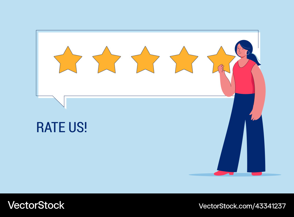 Woman giving review rating and feedback customer Vector Image