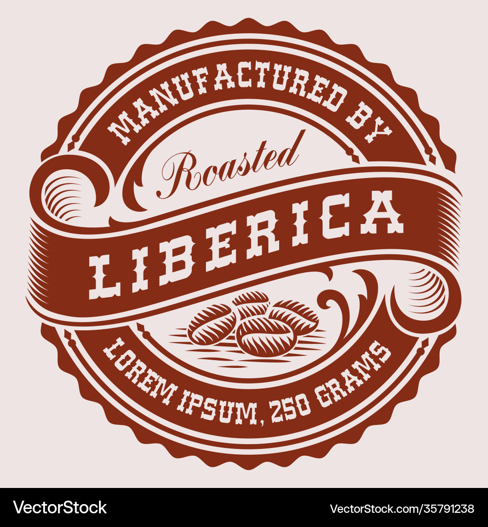 A vintage round coffee label Royalty Free Vector Image