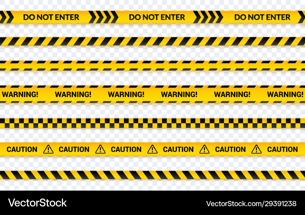 Caution tape set do not enter yellow ribbon Vector Image