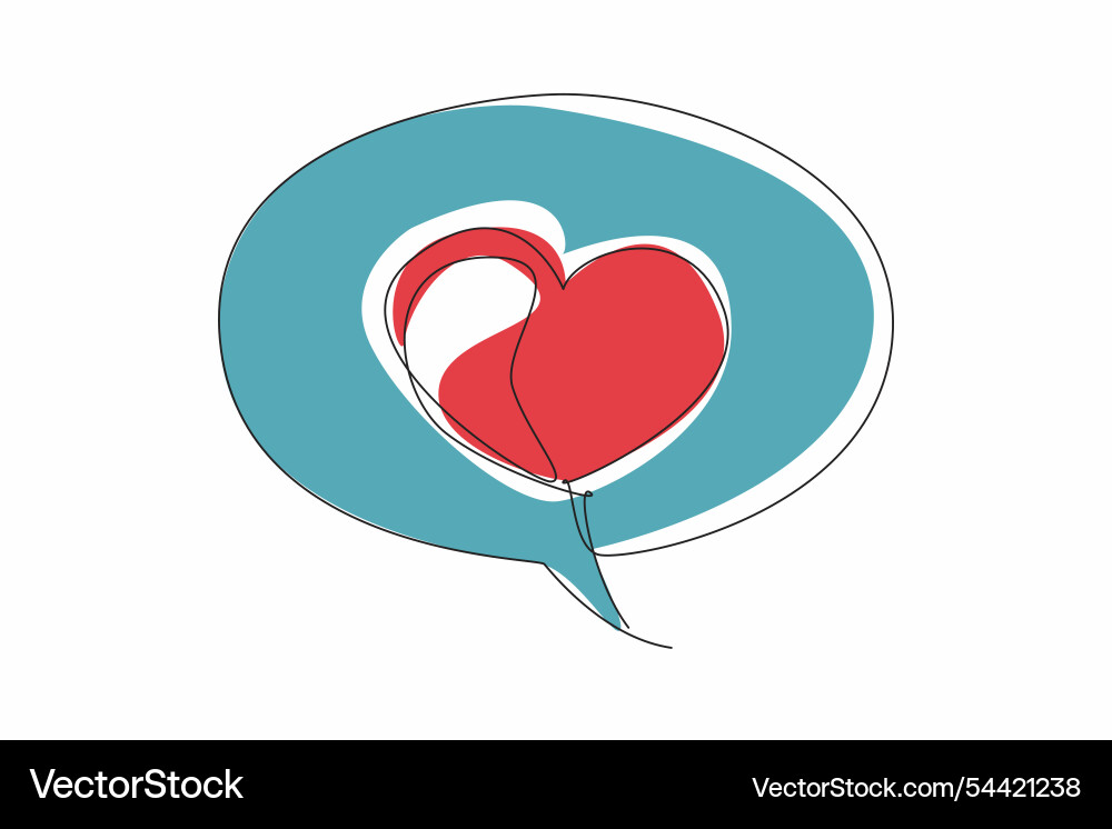 Continuous one line drawing callout with heart Vector Image