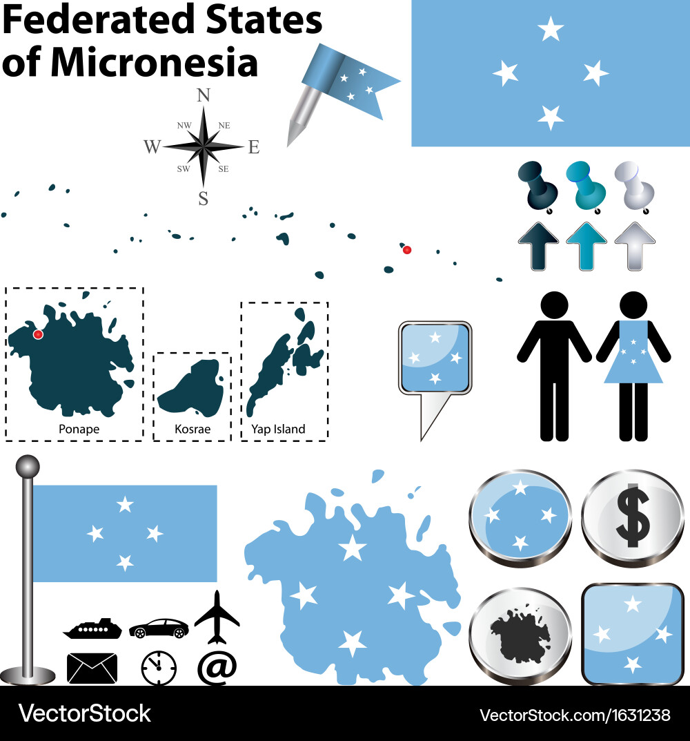 Federated states of micronesia map Royalty Free Vector Image