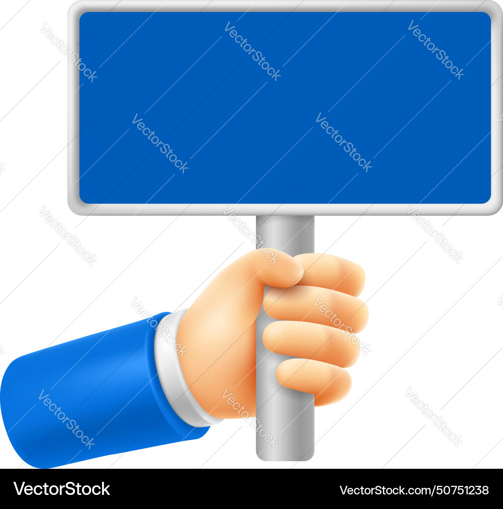 Hand holding sign or placard Royalty Free Vector Image