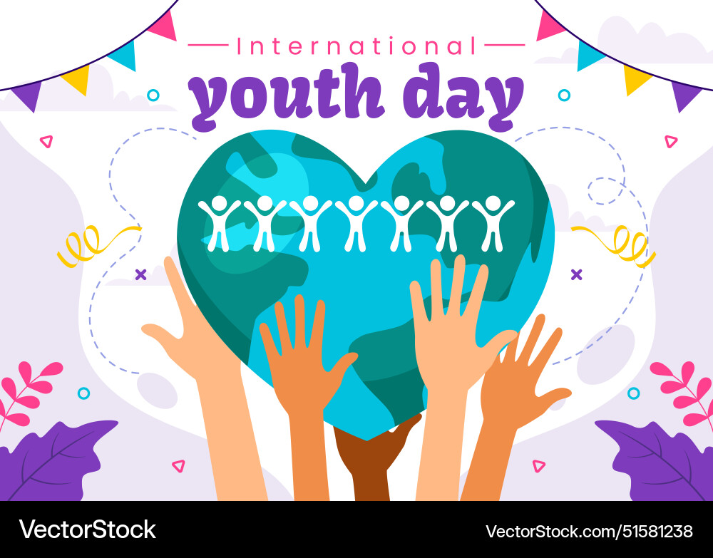 Happy international youth day featuring young Vector Image