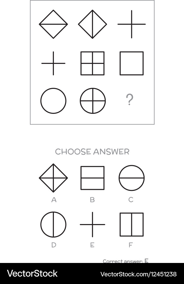 Iq test choose correct answer Royalty Free Vector Image