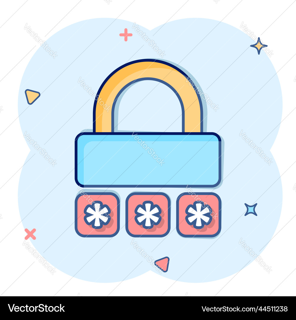 Login icon in comic style password access cartoon Vector Image