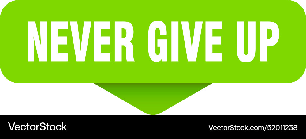 Never give up sticker sign Royalty Free Vector Image