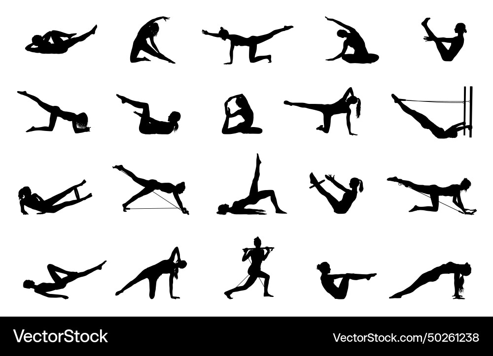 Pilates Exercise Silhouettes Royalty Free Vector Image