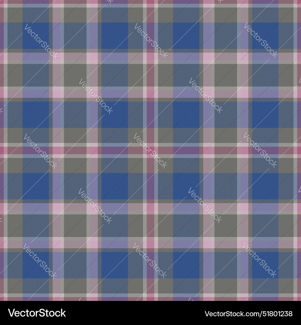 Plaid seamless pattern in blue check fabric Vector Image
