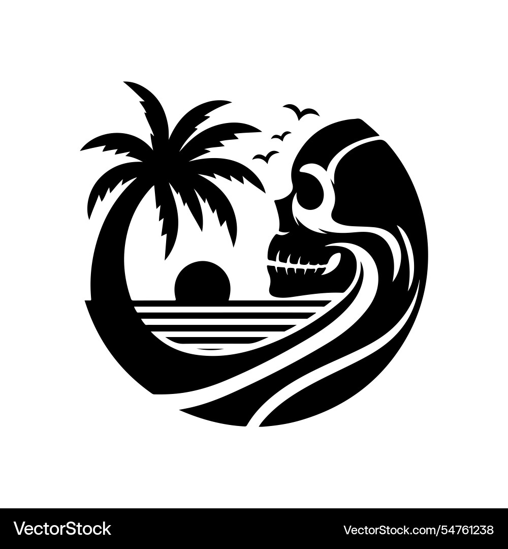Trendy skull beach silhouette - perfect Royalty Free Vector