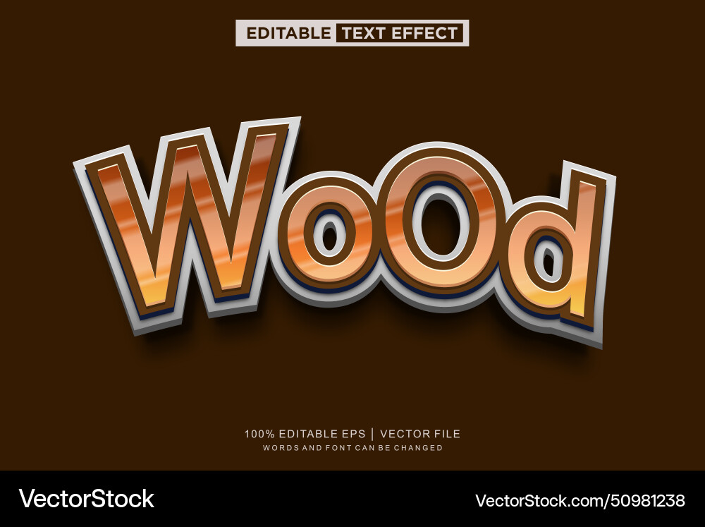 Wood text effect editable template – Royalty-Free Vector | VectorStock