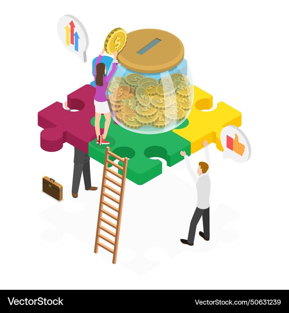 3d isometric flat of trading Royalty Free Vector Image