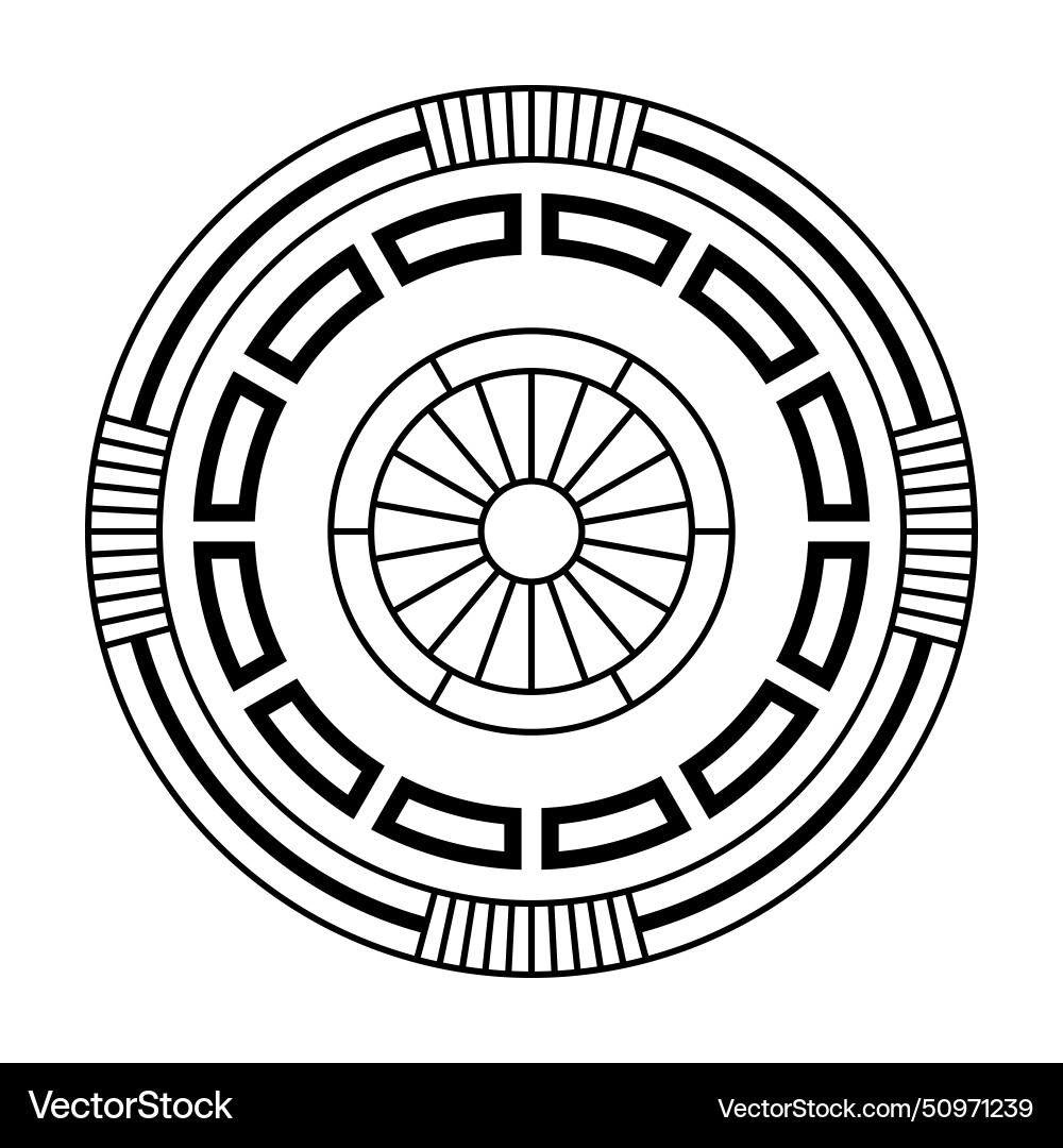 Abstract symmetrical circular ornament wheel Vector Image