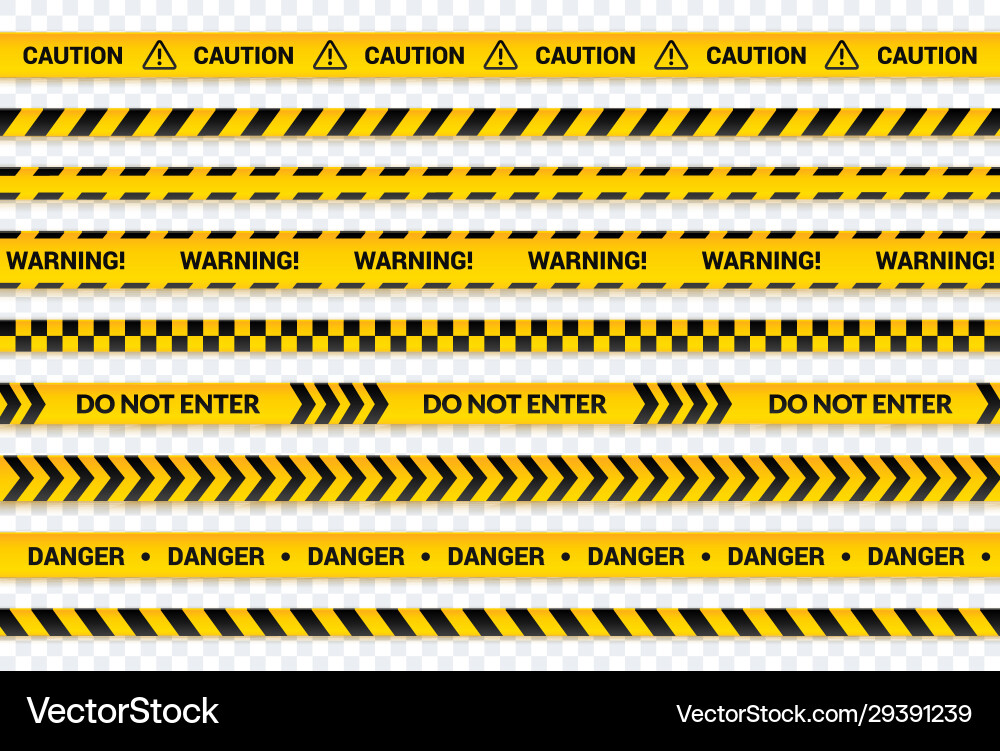 Caution tape set yellow warning lines danger Vector Image