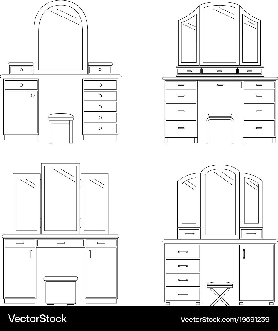 Collection of dressing tables Royalty Free Vector Image