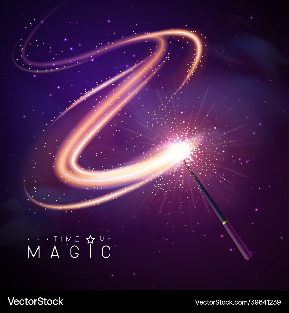 Golden Neon Magic Wand Trail Royalty Free Vector Image