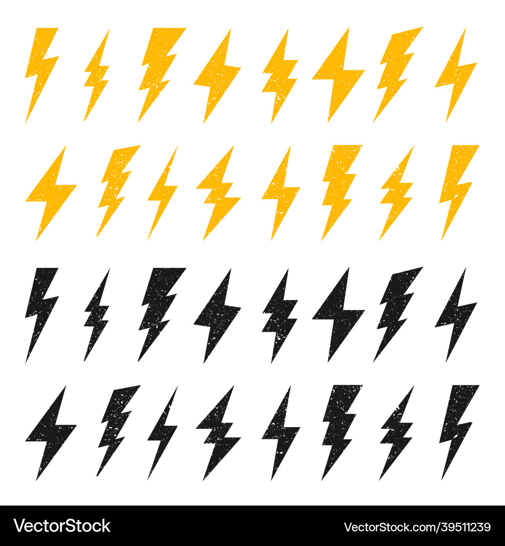 Grunge Lightning Bolt Icons Royalty Free Vector Image