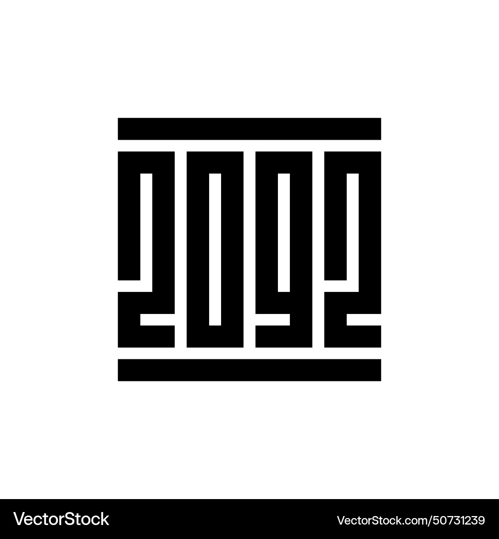 Happy new year 2092 minimalistic text logo Vector Image
