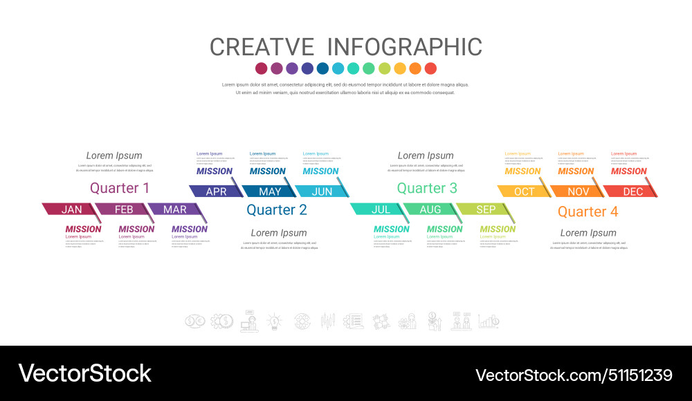 Infographic quarterly template for presentation Vector Image