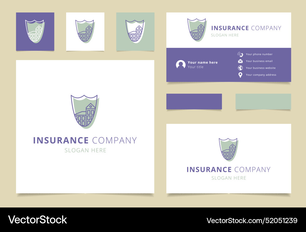 Insurance company logo with a building inside Vector Image