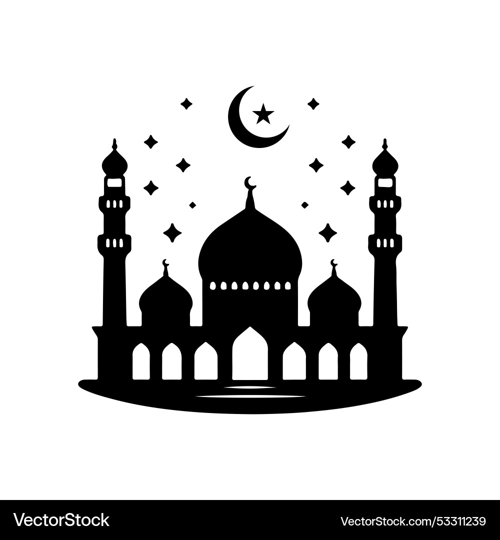 Islamic mosque silhouette Royalty Free Vector Image