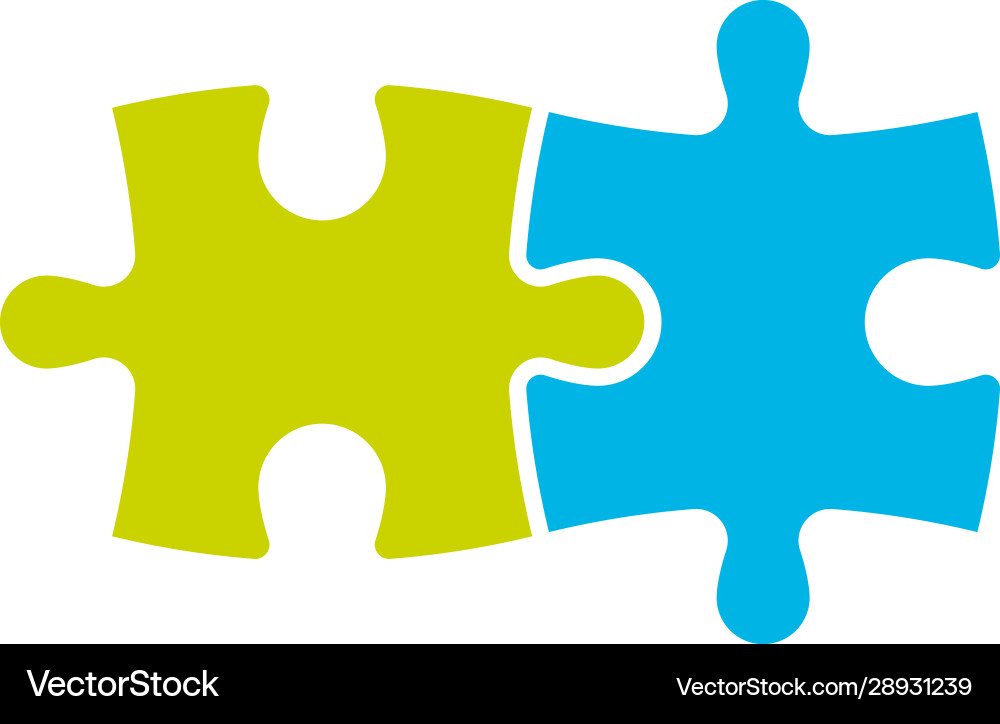 Jigsaw puzzle two pieces team cooperation Vector Image