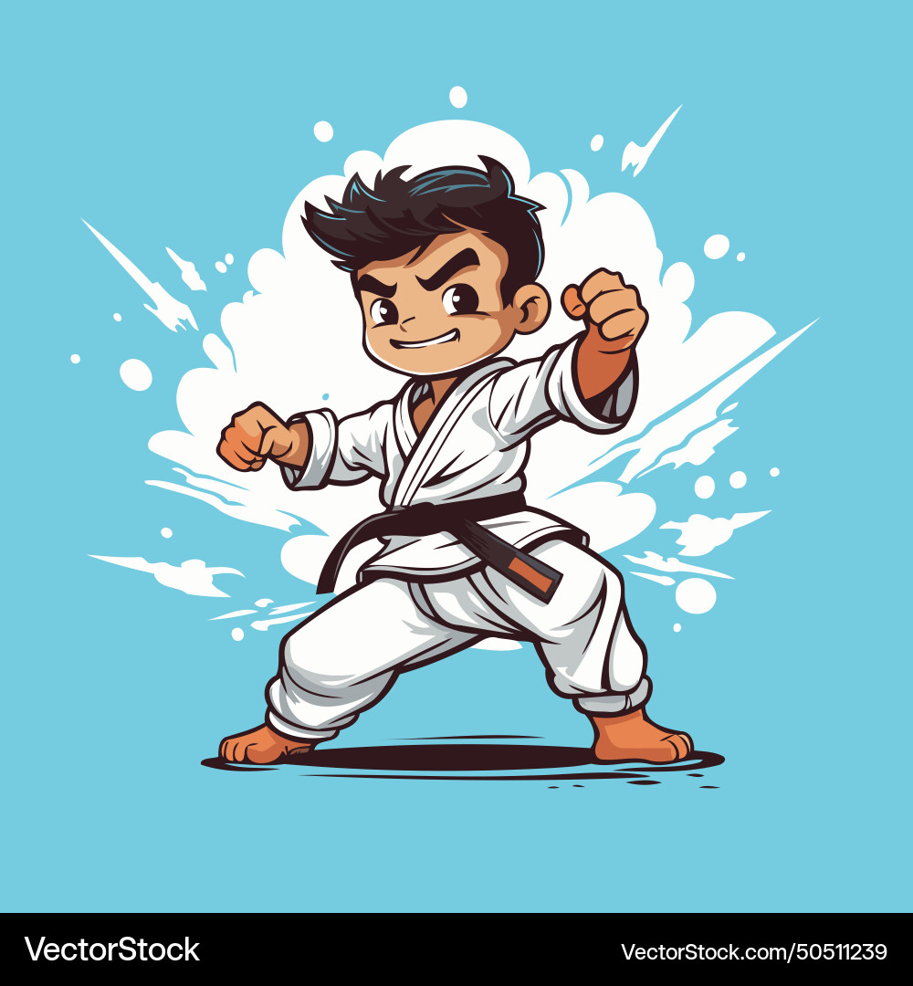 Karate boy cartoon Royalty Free Vector Image - VectorStock