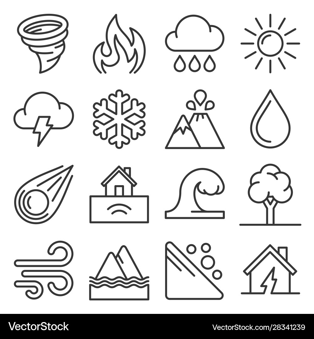 Natural Disaster Icon Set Royalty Free Vector Image