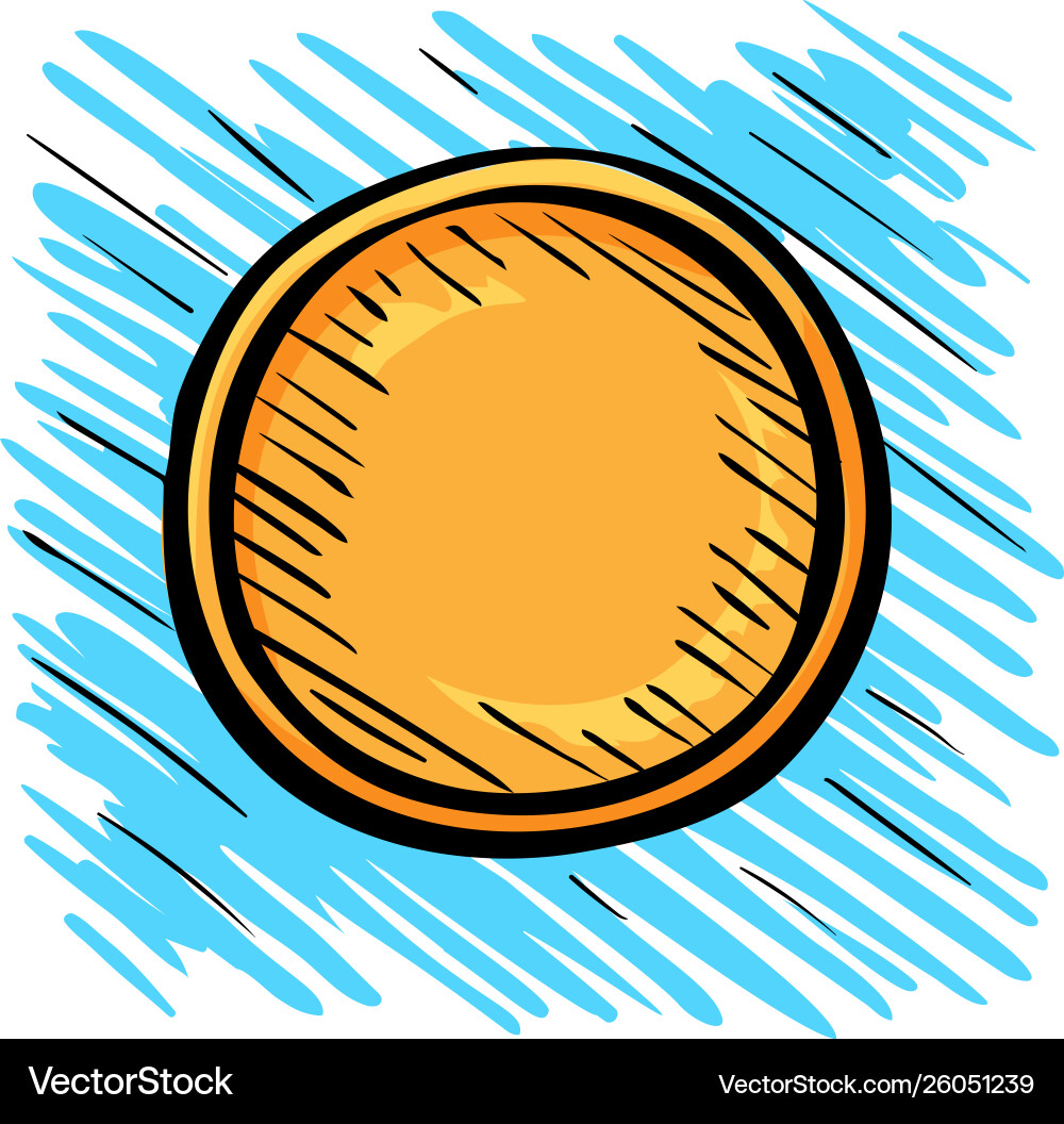 One gold coin sketch logo Royalty Free Vector Image