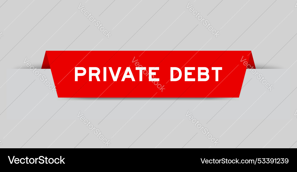Red color inserted label with word private debt Vector Image