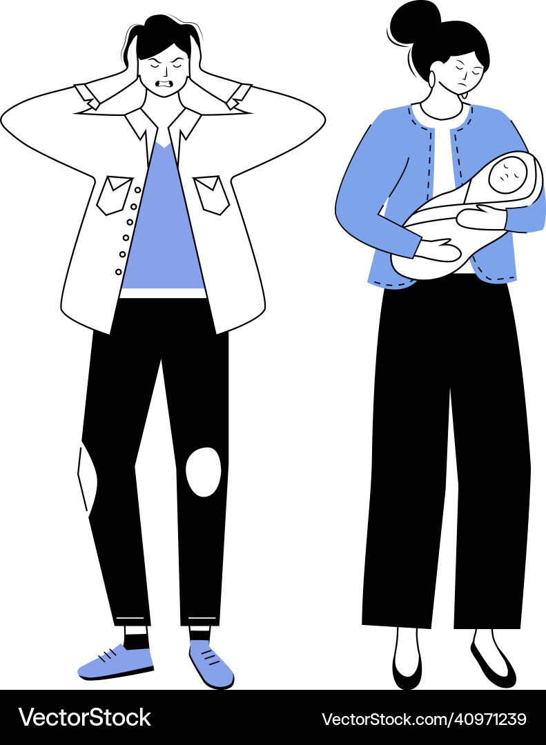 Trouble relationship blue and black flat contour Vector Image