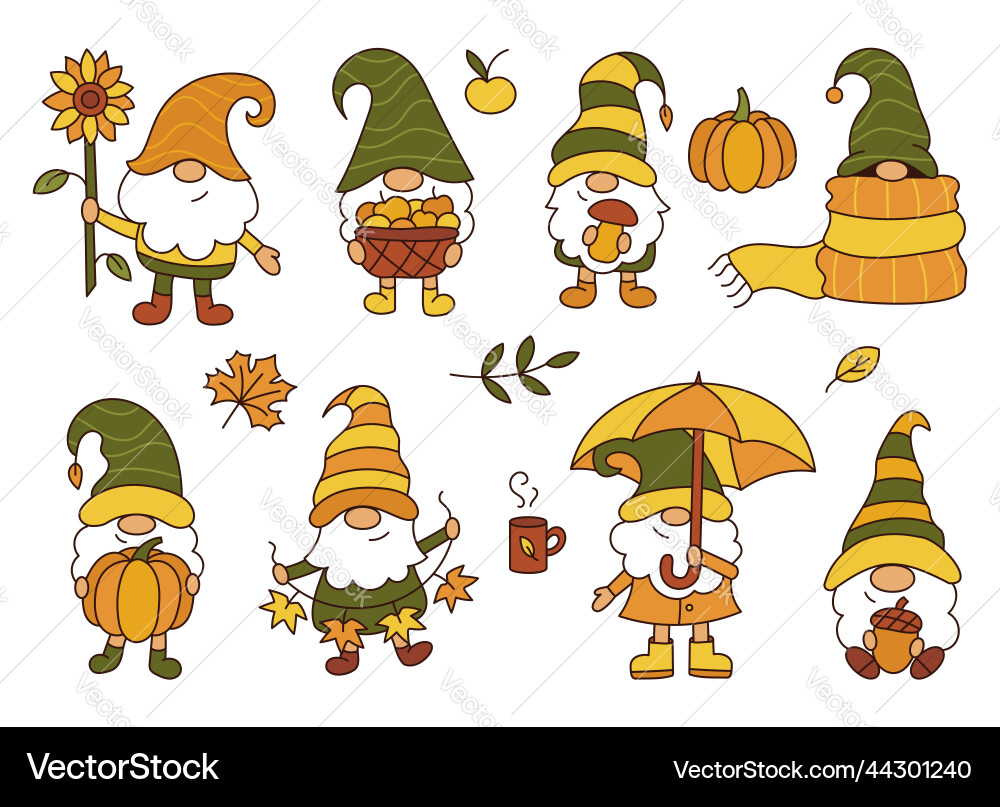 Autumn gnome clipart Royalty Free Vector Image