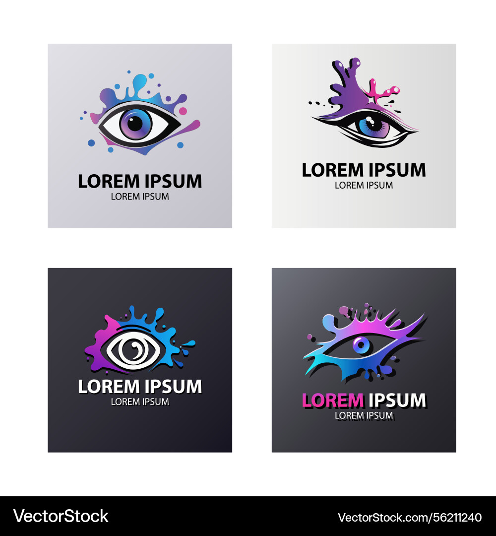 Color splash eye logo set a creative icons Vector Image