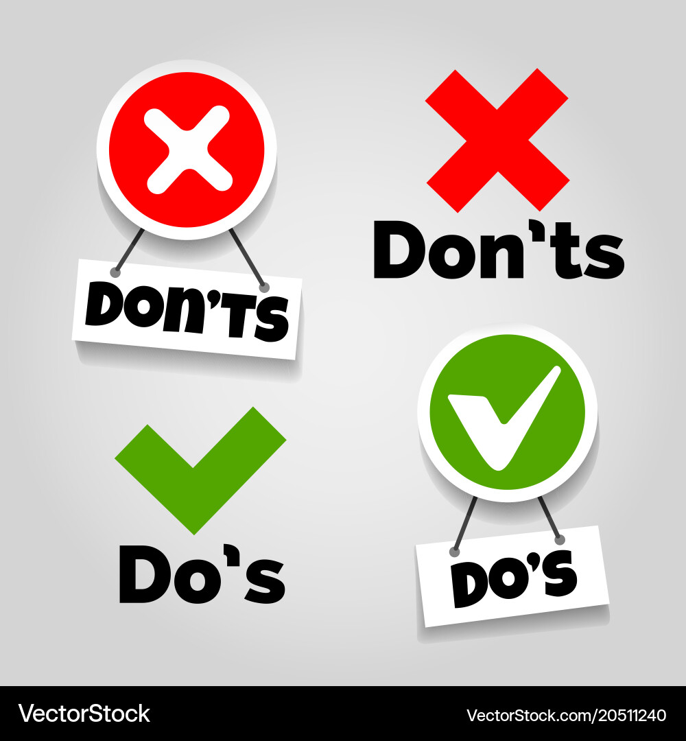 Do and dont icons Royalty Free Vector Image - VectorStock