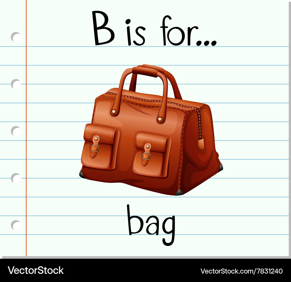 Flashcard letter b is for bag Royalty Free Vector Image
