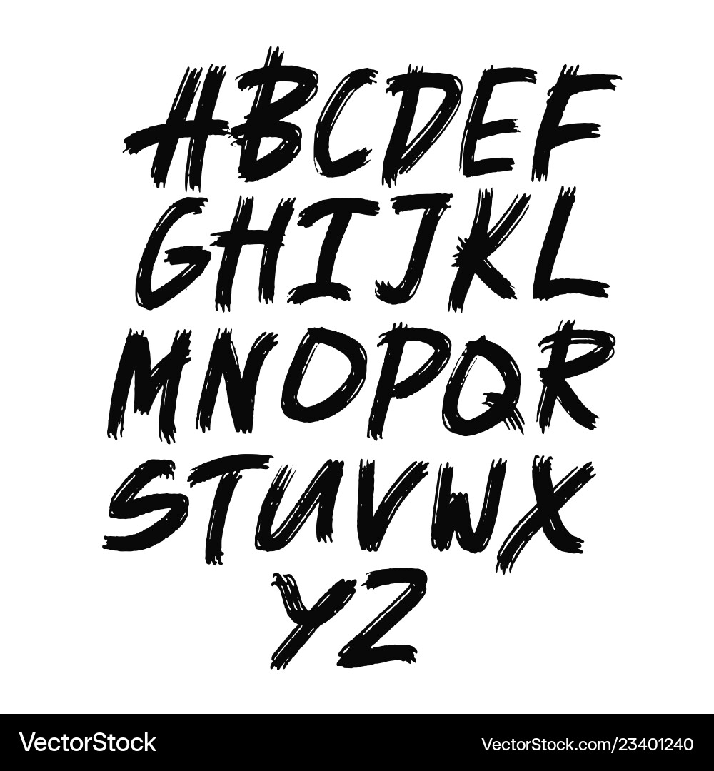 Handwritten Black Alphabet Script Royalty Free Vector Image