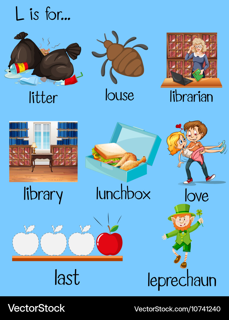 Many words begin with letter l Royalty Free Vector Image